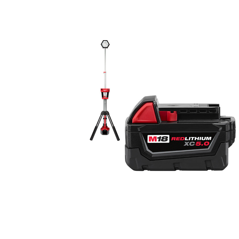Milwaukee 2131-20x5 M18 18V ROCKET Dual Power Tower Light w/ 5AH Batte ...