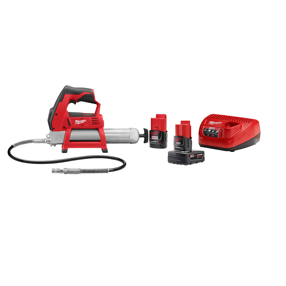 Milwaukee 2446-20x2BSK M12 12V Cordless Li-Ion Grease Gun w/ Starter K ...