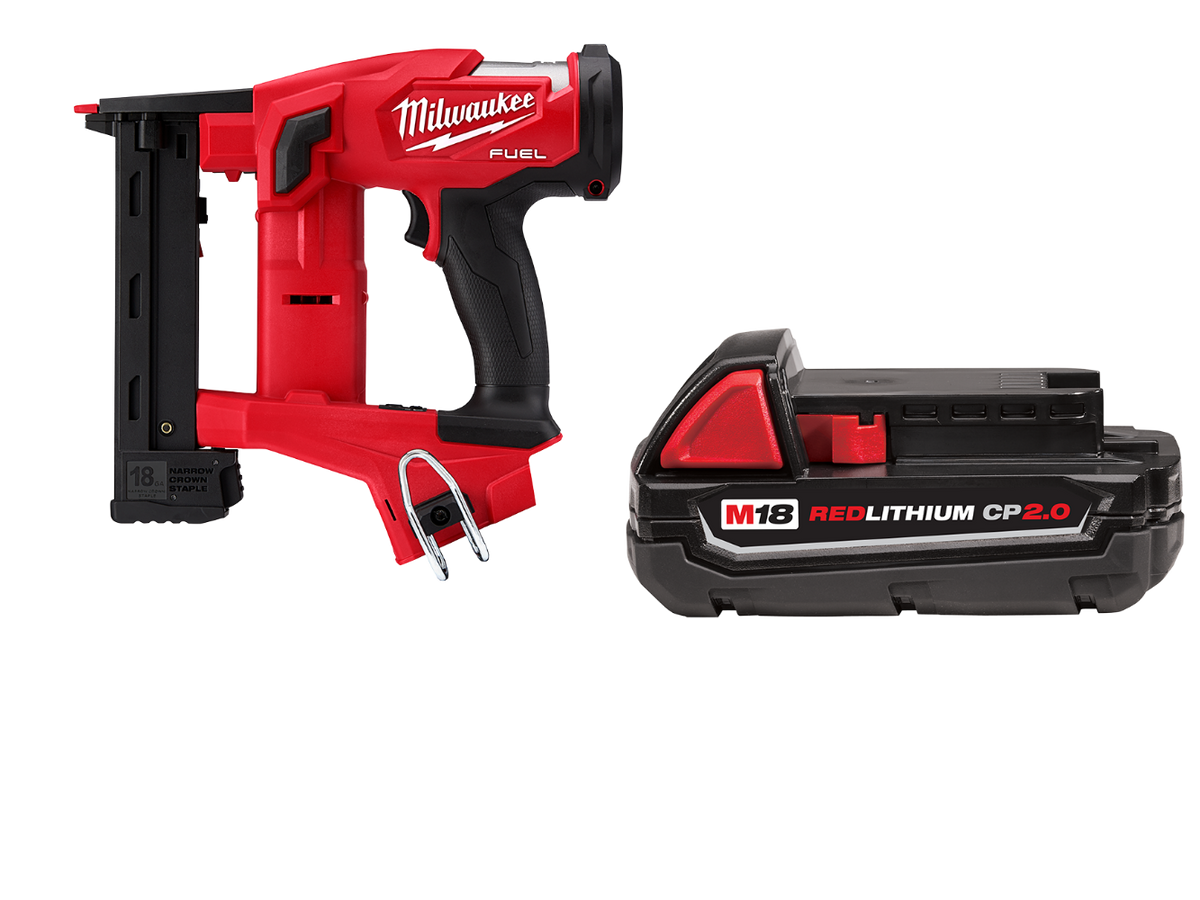 Milwaukee 2749-20x2 M18 FUEL 18 GAUGE 1/4" Crown Stapler Bundle w/ 2AH ...