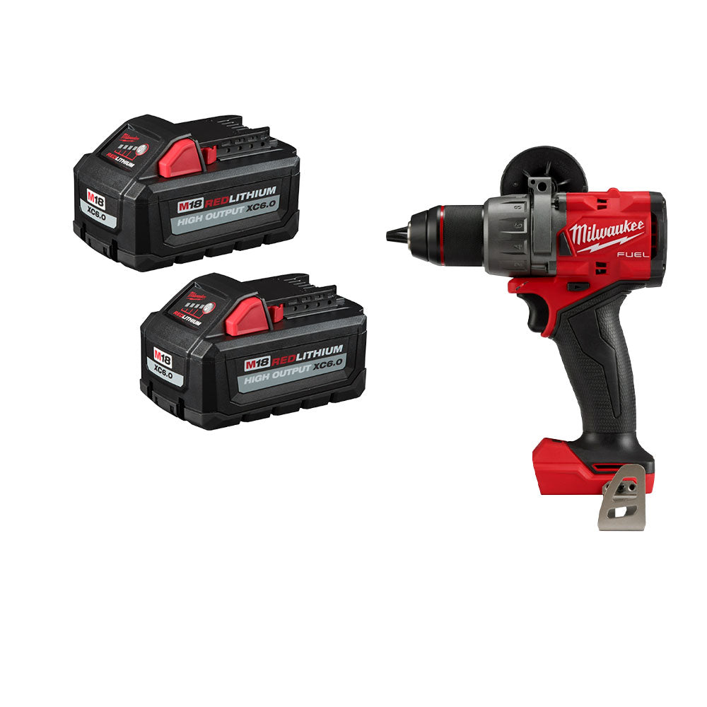 Milwaukee M18 Hammer Drill w/ REDLITHIUM HIGH OUTPUT XC6.0 Battery - 2 ...