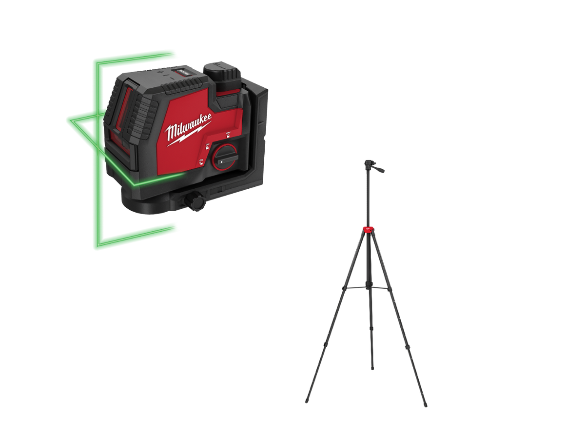 Milwaukee 3521-21TP USB Rechargeable Green Cross Line Laser w/ Tri-pod ...