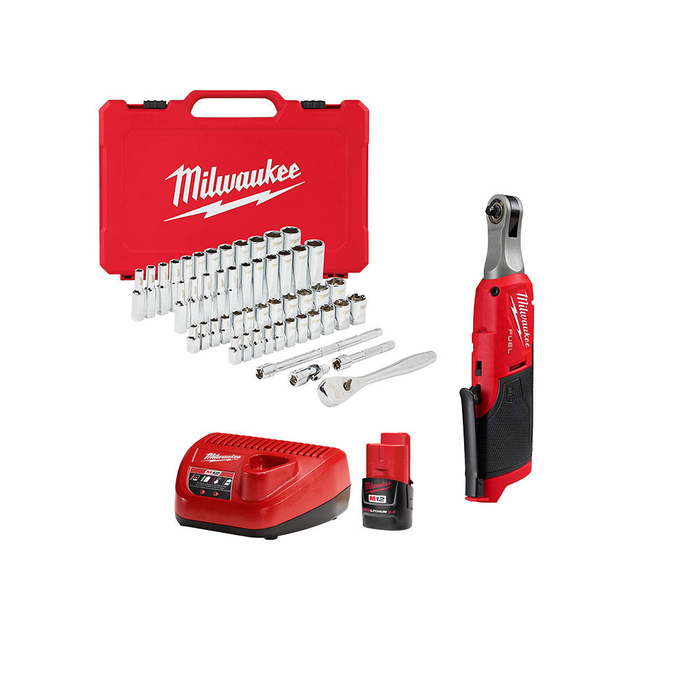 Milwaukee 2566-21S M12 FUEL 1/4" Ratchet Kit w/ 50 PC Socket Set – MaxTool