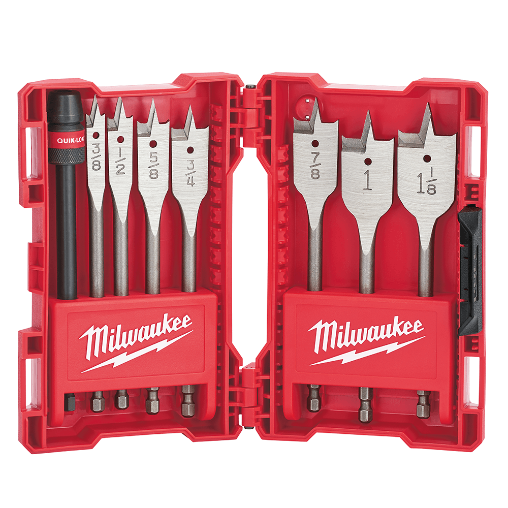 Milwaukee 49-22-0175 8PC 6-Inch Versatile Universal Flat Boring Bit Se ...